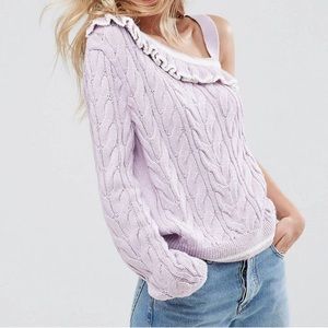 ASOS | Sweaters | Nwt Asos Oneshoulder Cable Knit Sweater With Tipping ...